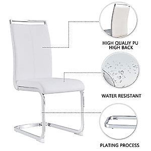 JUFU Home Dining Chairs Set, 6Pcs Armless Kitchen Chairs with PU Leather Seat,High Back for Living Room, Office