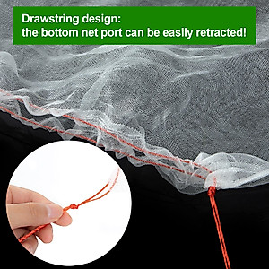 Insect Bird Barrier Mesh, Garden Netting Barrier, Bird Netting, Netting for Plant with Drawstring, 3.5 x 4.6 FT Tomato Protective Cover, Large Potted Fruit Protectors Cover for Blueberry Bushes