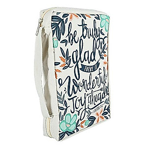 Creative Brands B2216 Faithworks-French Press Mornings Canvas Bible Cover, 7 x 10-Inch, Be Truly Glad