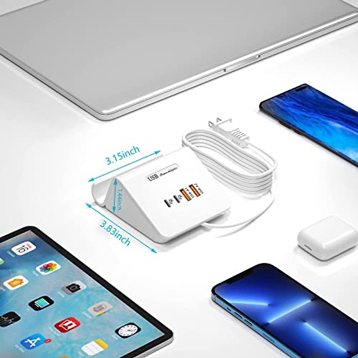 VHBW USB C Charging Station 45W, 4 Port Multiple USB Charging Station with 2 USB C & 2 USB A, 20W PD Fast Charger for Multiple Devices for iPhone 13/12/11, Samsung Galaxy, iPad, Pixel 4/3【UL Listed】