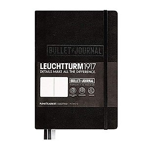 LEUCHTTURM1917 - Official Bullet Journal - Medium A5 - Hardcover Dotted Notebook (Black) - 240 Numbered Pages