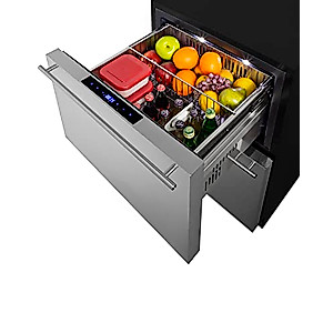 Summit Appliance ADRF244PNR 24" Wide 2-Drawer Refrigerator-Freezer (Panels Not Included); 3.32 cu.ft Capacity; Frost-Free; Temperature and Open Drawer Alarms