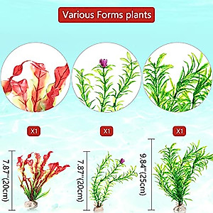 12 Pieces Fish Tank Plant with Rockery View Artificial Aquarium Plants Landscape Simulation Plastic Hydroponic Plants Mountain Rock Artificial Aquarium Plants for Fish Tank Betta