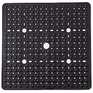 ENKOSI Large Square Shower Mat Non Slip - Non Slip Shower Mats - Bathroom Shower Mat - Black Shower Mat - No Slip Shower Mats - Shower Floor Mat - Shower Mats for Showers Anti Slip (Black 27x27)