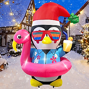 Kofero Inflatable Penguin Christmas Yard Decorations 5FT Outdoor Cute Blow up Xmas Decoration with Built-in LED Lights for Indoor Holiday Party Yard Garden Lawn Décor