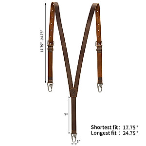 Ringsun Genuine [Leather] [Suspender]s for Men, Y Design, Adjustable, Wedding & Party Essentials, Dark Brown