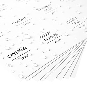 Talented Kitchen 184 Spice Labels Stickers, Preprinted White Spice Jar Labels for Herbs Seasonings, Spice Rack Pantry Organization, Minimalist Black Text + Numbers & Date (Water Resistant)