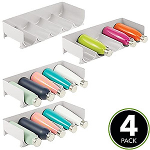 mDesign Plastic Free-Standing Water Bottle and Wine Rack Storage Organizer for Kitchen Countertops, Table Top, Pantry, Fridge - Stackable - Holds 20 Bottles, 4 Pack - Light Gray