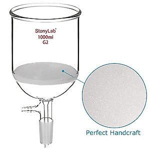 StonyLab Borosilicate Glass Buchner Filtering Funnel 1000ml with Medium Frit(G2), 113mm Inner-Diameter,110mm Depth, with 24/40 Standard Taper Inner Joint and Vacuum Serrated Tubulation (1000ml)