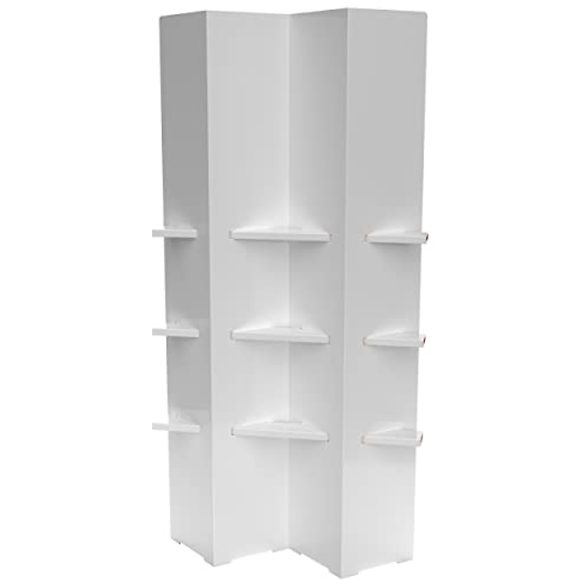 Room Divider 4 Panel with Shelves -by NVP Products- Easy to Assemble Corrugated Cardboard Dorm Room Divider, Privacy Wall with Shelves That can Become Your Zoom Background, White Brown (CRD-WS)
