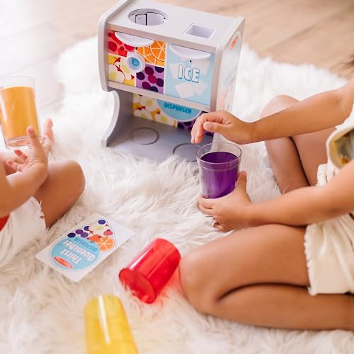 Melissa & Doug Wooden Thirst Quencher Drink Dispenser With Cups, Juice Inserts, Ice Cubes - FSC Certified