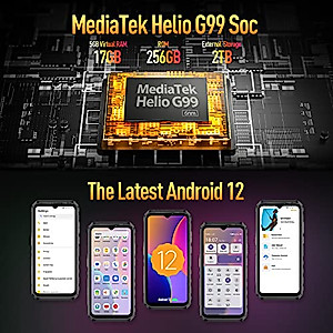 Ulefone Power Armor 19 Rugged Smartphone(2023 New), Temperature Measurement 108MP Main Camera, 17GB+256GB MTK Helio G99, 9600mAh Battery 66W Fast Charge, 6.52” FHD+ Corning Gorilla Screen, Android 12