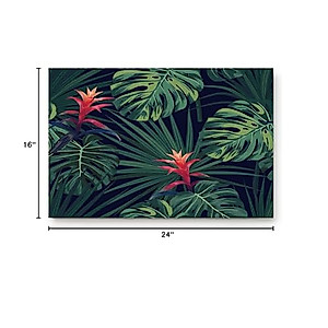 Door Mat Indoor/Outdoor Non Slip Entrance Front Doormat Area Rugs,Hawaiian Tropical Red Flowers and Green Leaves Waterproof Absorb Bathroom/Kitchen Floor Mat Carpet Shoes Scraper16 x24