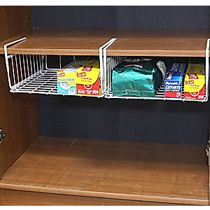 2 Pack - SimpleHouseware Under Shelf Basket, White