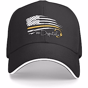 Number 911 Dispatcher Thin Gold Yellow Line Dispatch American Flag Baseball Golf Cap Casquette Outdoor Trucker Hats Adjustable Custom