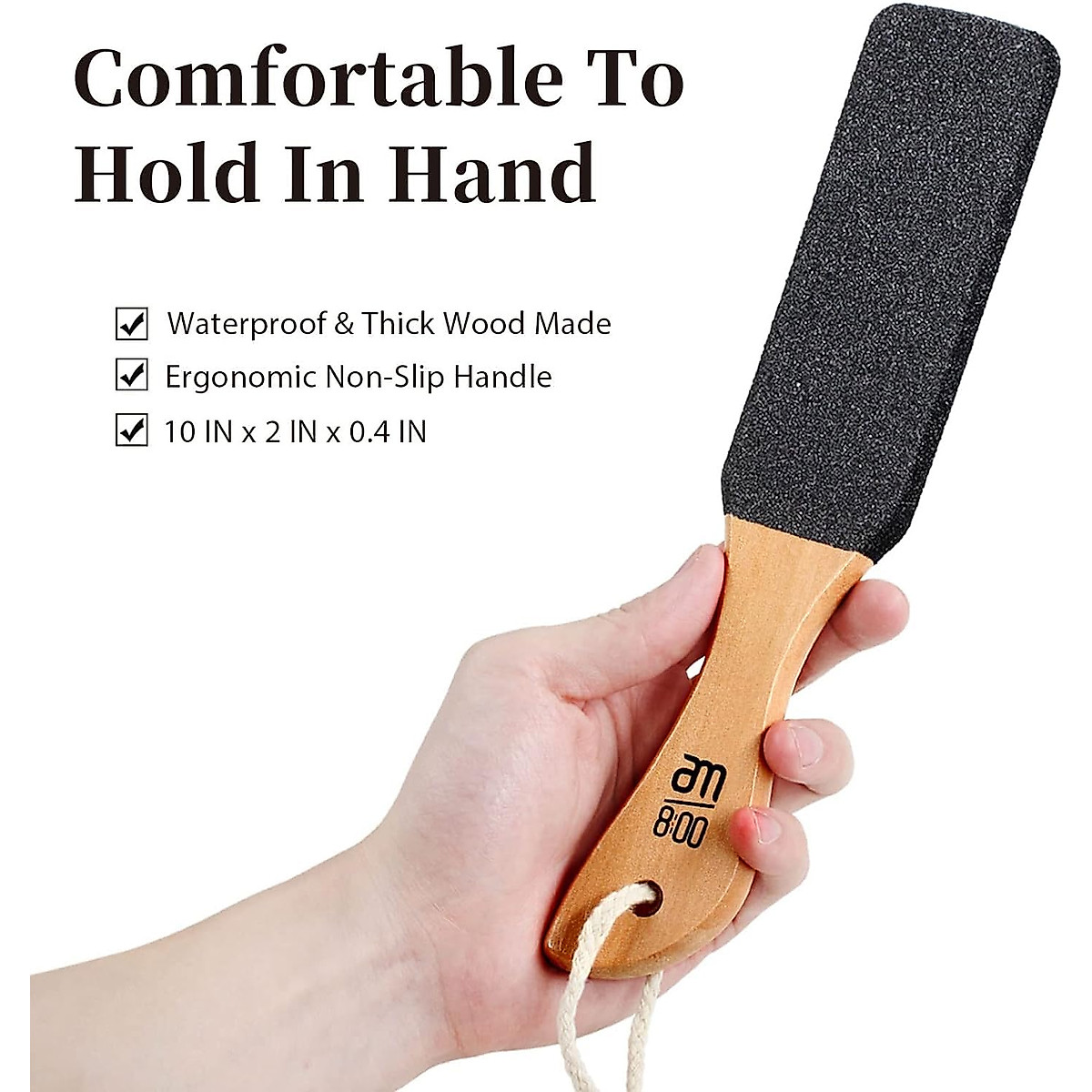 Pumice Stone Foot File (2-Pack), Wooden Handle Foot Scrubber & Callus Remover for Dry, Rough Skin and Corns Pedicure