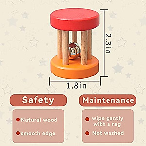 Promise Babe Natural Infant Gym Organic Wooden Rattle Wooden Bells Rattles Nursing Shower Gifts Waldorf Toys Red