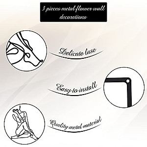 Photect 3 Pieces Metal Wall Art Decor Minimalist Abstract Woman Wall Art Modern Line Drawing Wall Art Decor Metal Female Single Line Wall Home Hanging for Bedroom Kitchen Bathroom Living Room (Black, Modern)