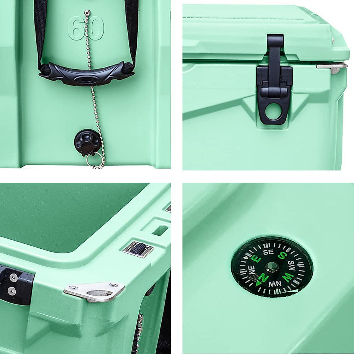 Xspec 60 Quart Roto Molded High Performance Camping Cooler Ice Chest | Pro Tough Durable Outdoor Ice Chest, Seafoam