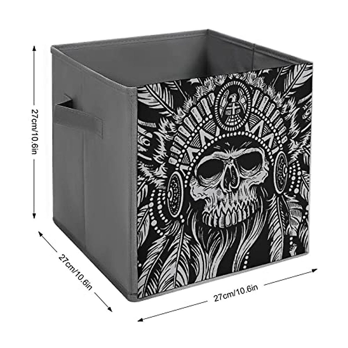 Native American Skulls Collapsible Storage Bins Basics Folding Fabric Storage Cubes Organizer Boxes with Handles