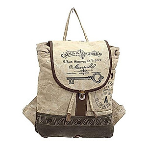 Myra Bags Cafe & Legumes Key Upcycled Canvas Backpack Bag S-1003