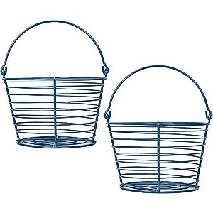 CONCORD 8" Egg Basket For Storage Collecting and Transporting Chicken and Duck Eggs. Farm Grade Wire Baskets. 2 Pack (Blue)