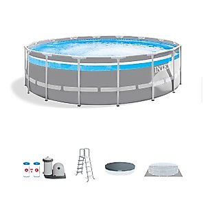 Intex 26729EH 16 Foot by 48 Inch Clearview Prism Frame Above Ground Swimming Pool with Filter Pump, Easy Set Up and fits up to 6 People