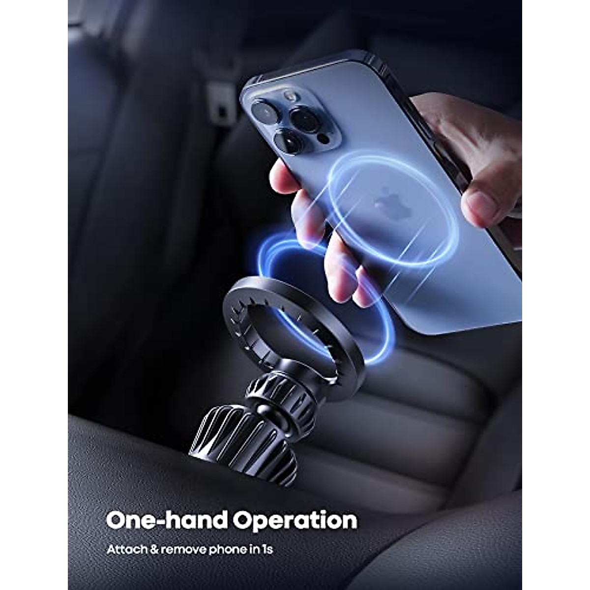 Lamicall Fits MagSafe Car Mount – [20 Super Magnets] Magnetic Car Phone Mount, Air Vent Cell Phone Holder Clip, MagSafe Accessories for iPhone 14 13 12 Pro Max Plus Mini & MagSafe Case & All Phones