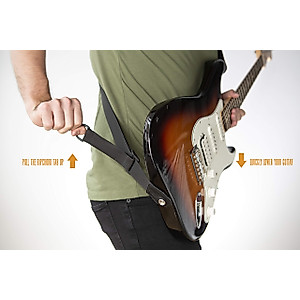 Levy's Leathers Right Height Guitar Strap with RipChord Quick Adjustment Technology; 3" Wide Ergonomic Padded Leather - Black (MRHSS-BLK)