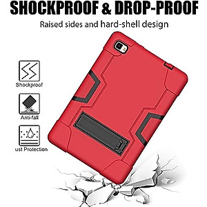 Kebiory Shockproof Rugged Hybrid with Screen Protector Cover for Dragon Touch 102/Blackview Tab 7/7 Pro/OSCAL Pad 10 Tablet/TECLAST P30S/M40 Plus/M40S/M40 PRO/P20S/P20HD/P40HD (Red/Black,2 Pack)