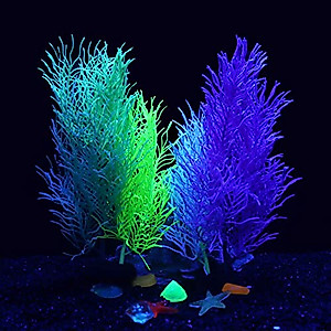 LPFLASAT Fish Tank Decorations Aquarium Decorations Fish Tank Aquarium Decor Fish Tank Decor Aquarium Accessories Turtle Tank Fish Tank Glow Plants Aquarium Ornament 1 Pieces (Big-Purple)