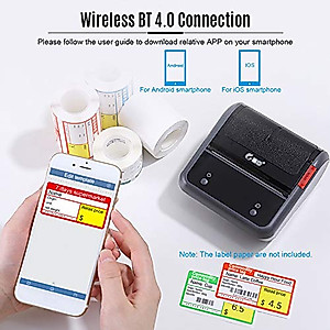 VIBY Portable 80mm Thermal Label Printer BT Label Maker Sticker Machine with Rechargeable Battery for iOS Android Computer