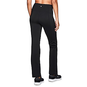 RBX Active Women's Fleece Lined Flared Athletic Boot Cut Yoga Pants with Pocket Black L