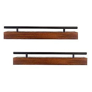 Ripple Creek Floating Shelf Spice Rack - Multipurpose Pantry, Kitchen & Bathroom Wall Mounted Organizer for Spices, Essential Oils - Rustic Wood Hanging Shelving for Home - Solid Pine