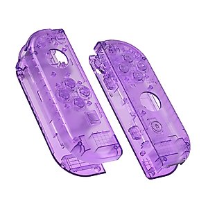 eXtremeRate DIY Replacement Shell Buttons for Nintendo Switch & Switch OLED, Clear Atomic Purple Custom Housing Case with Full Set Button for Joycon Handheld Controller - Console Shell NOT Included