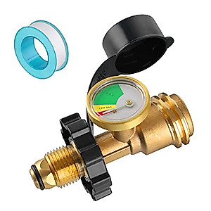 NiuBuNiu POL 100 lb Propane Tank Adapter Fittings, 1lb to 20lb Propane Tank Hose Adapter Old to New Connection Type, Comes with a Gauge Level Indicator.(Contains Sealing Tape)