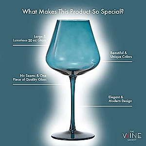 Terracotta Mars Collection Colored Crystal Wine Glass Set of 5, Gift For Him, Her, Wife, Mom Dad Friend - 20 oz Glasses, Unique Italian Style Tall Drinkware - Red & White, Dinner, Beautiful Glassware