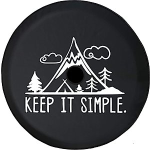 JL Series Spare Tire Cover with Backup Camera Hole Keep it Simple Mountains Clouds and Trees Black 32 in