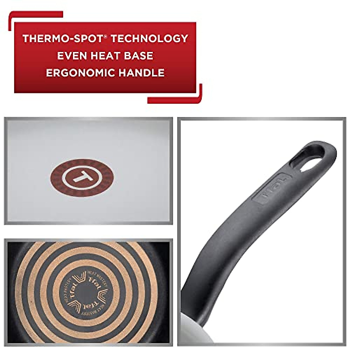 T-fal Initiatives Ceramic Non Stick Cookware Set 14 Piece, Oven Broiler Safe 350F, Kitchen Cooking Set W/ Fry Pans, Saucepans, Dutch Oven, Utensils, Healthy Cooking, Pots and Pans, Home, Black