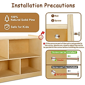 wingyz Wooden Storage Cabinet, 5-Section Montessori Bookshelf, Kids Toy Storage Organizer Book Shelf for Kids Rooms, Classroom, Playroom, Nursery, Preschool Book Shelves