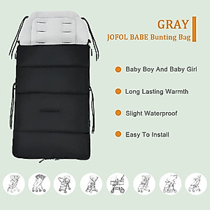 JOFOL BABE Baby Bunting Bag Stroller Footmuff - Warm Bunting Bag Baby Stroller - Winter Baby Bunting Bag Stroller - Universal Stroller Bunting Bag Infant - Outdoor Stroller Sleeping Bag Toddler (Grey)