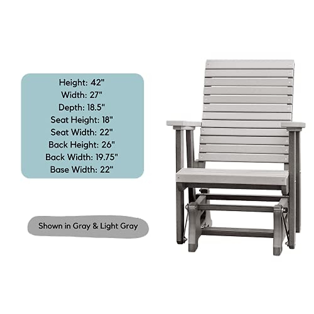 DutchCrafters Modern Horizontal Slat High Back Poly Glider Outdoor Patio Chair (Black & Blue)