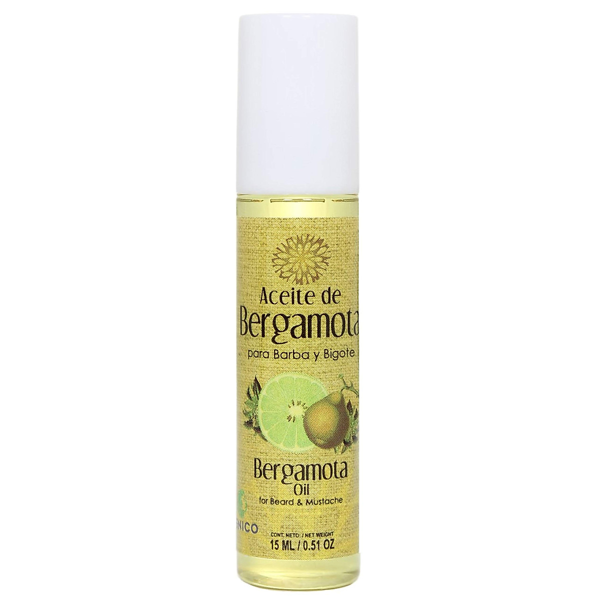 Aceite de Bergamota para Barba y Bigote, Bergamot Oil for Beard and Mustache, 15 ml / 0.51 oz. Lenico Brand.