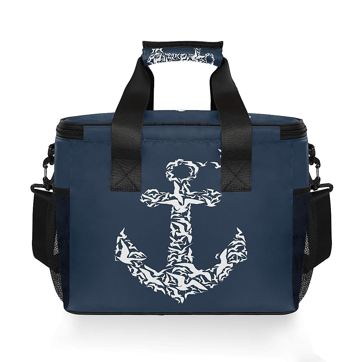 ALAZA Anchor Pattern Large Capacity Cooler Tote Insulated Lunch Bag Lunch Cooler Bag