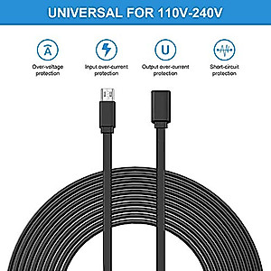 Sumind 2 Pack Micro USB Extension Cable 10 ft/ 3 Meters Male to Female Extender Cord Compatible with Zmodo Wireless Security Camera Flat Power Cable, Cable Clips Included (Black)