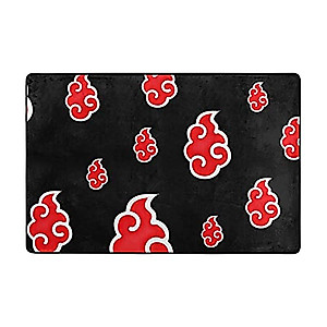 Hippie Non Slip Area Rug 72x48 Inch, Anime Red Cloud Mat Carpet Washable, Ultra Soft Shower Mat for Indoor Flooring Kids Room