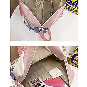 AZLNRMU Kawaii harajuku backpack crossbody bag with 3 pins bubbles teenage daypack gift for birthday Christmas (Yellow) General