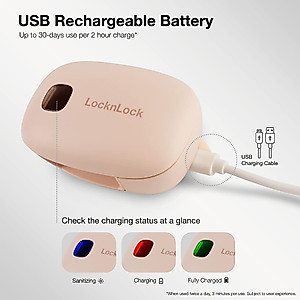 LocknLock UV Toothbrush Sanitizer/Cover for Home/Travel, USB Rechargeable Battery, Dual, Pink