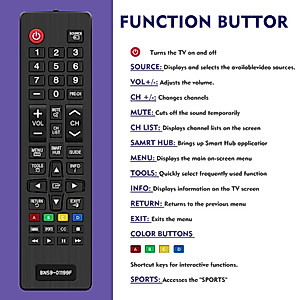JNGKE Universal Remote Control for Only All Samsung TV, Samsung Remote for Samsung Smart TV LED LCD QLED 4K 3D Series, for All Samsung TV Remote Model Black