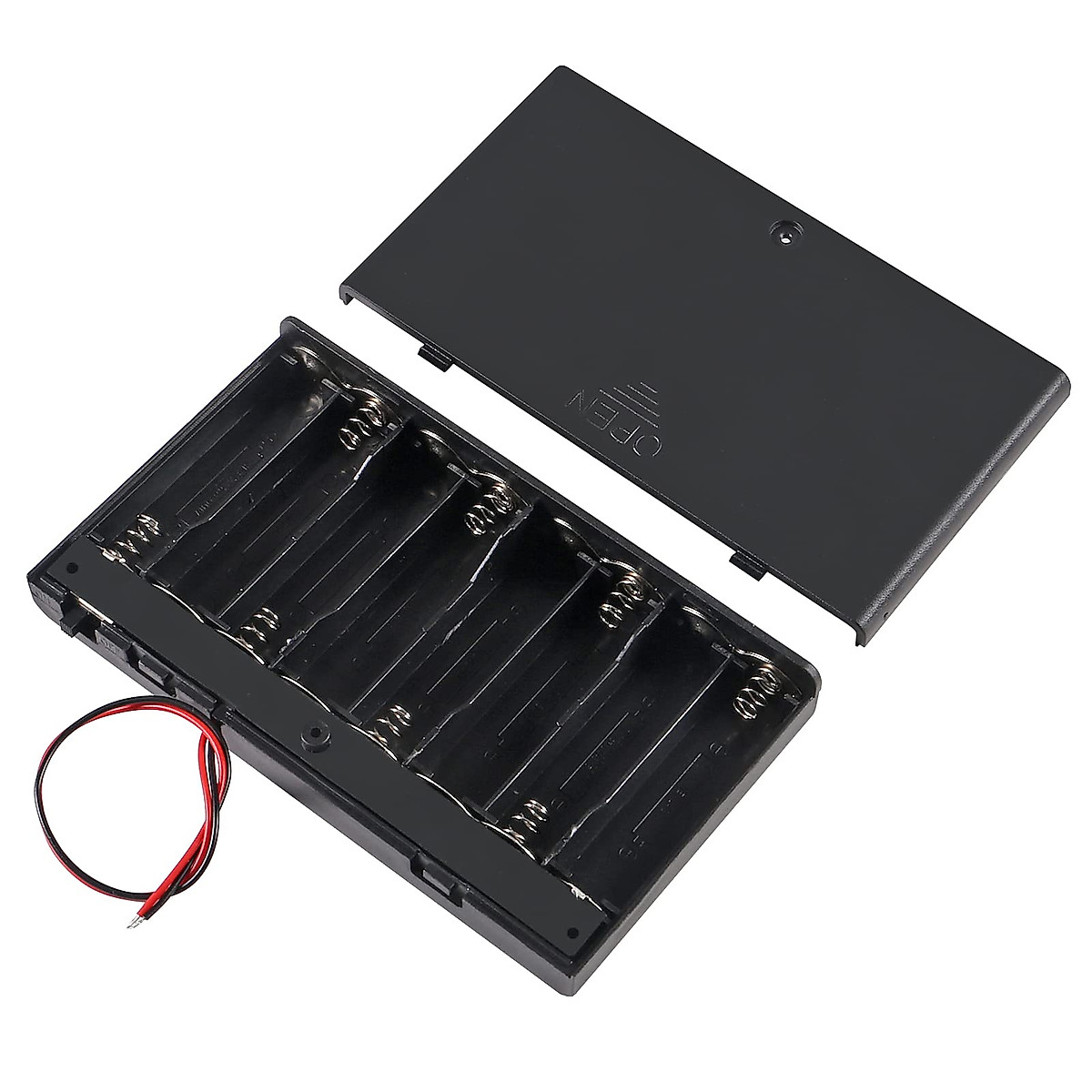 AITIAO 2Pcs 8 x AA Battery Holder Case Box 8 x 12V AA Battery Storage Box Battery Container Case with Cover ON/Off Switch and Wire